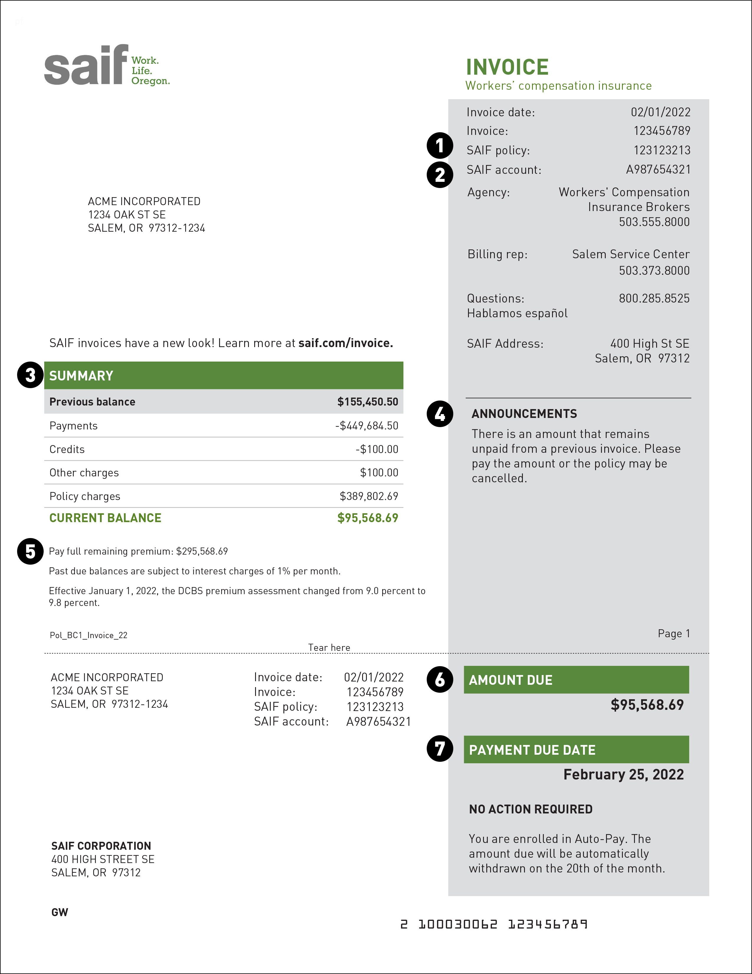 Your SAIF Invoice